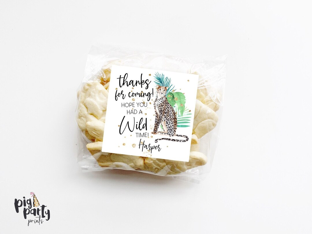 Cheetah Wild Birthday Stickers, Wild Birthday Party Favor Stickers ...