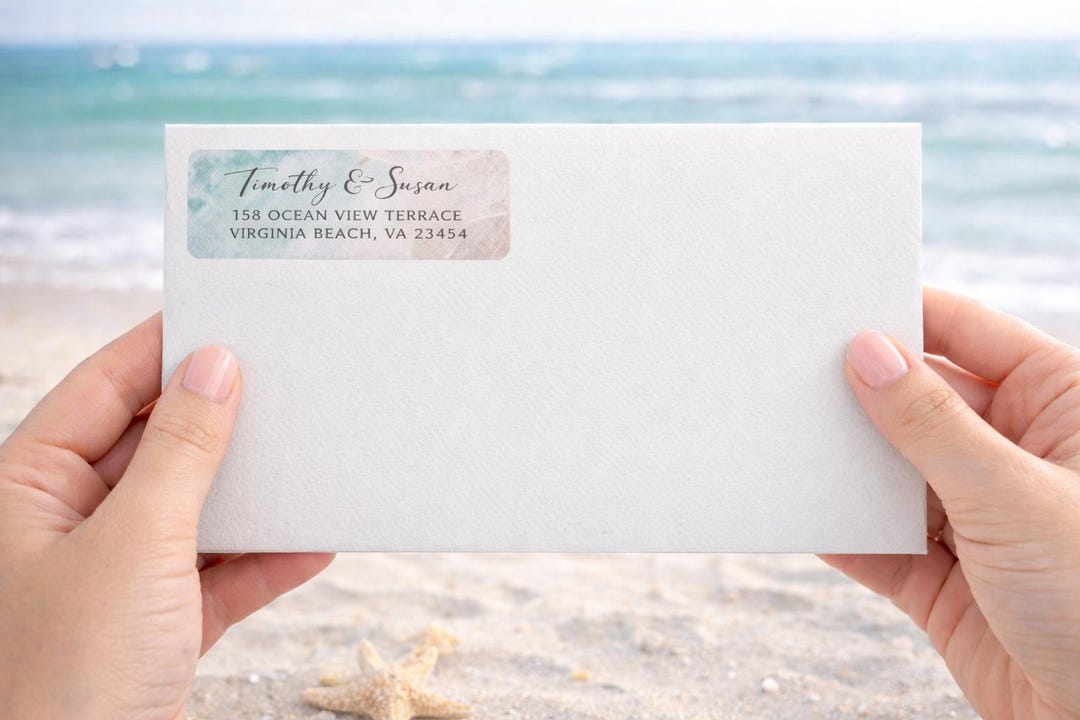 Personalized Beach Wedding Return Address Labels, Beach Return Address ...