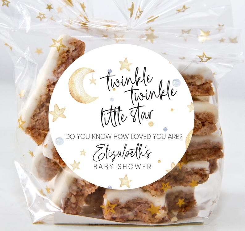 Twinkle Twinkle Baby Shower Stickers, Glossy Round Labels, Personalized ...