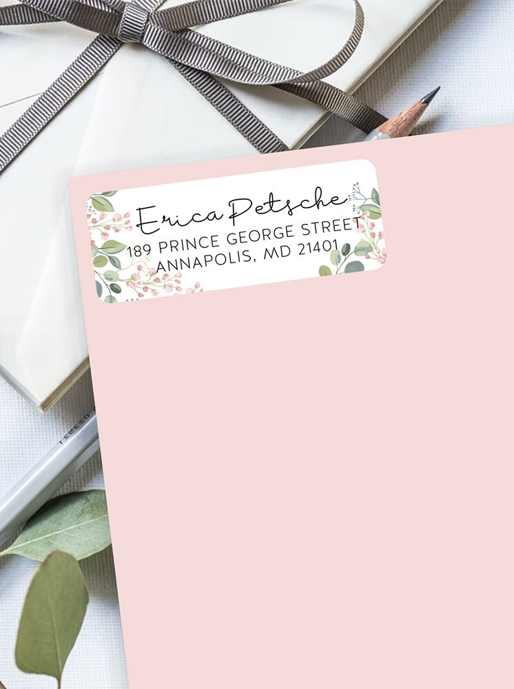 Personalized Return Address Labels, Eucalyptus Floral Return Address ...