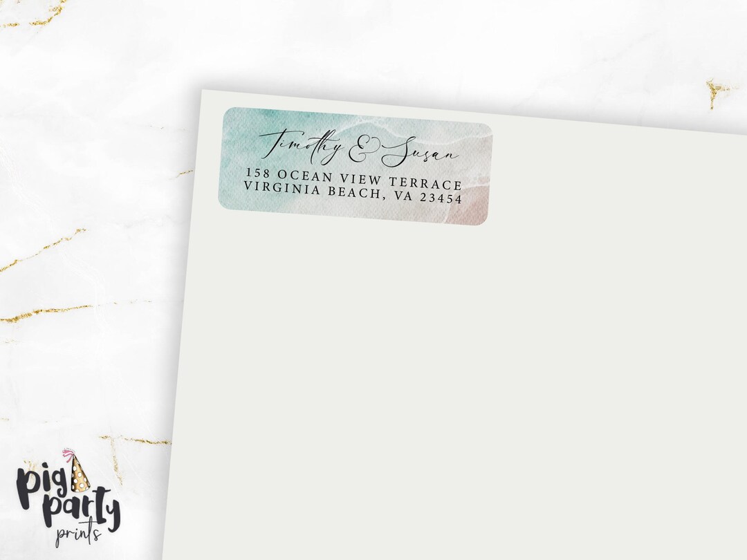 Personalized Beach Wedding Return Address Labels, Beach Return Address ...