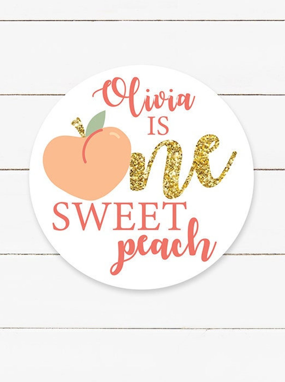 Personalized Peach Birthday Stickers, One Sweet Peach Theme Birthday ...
