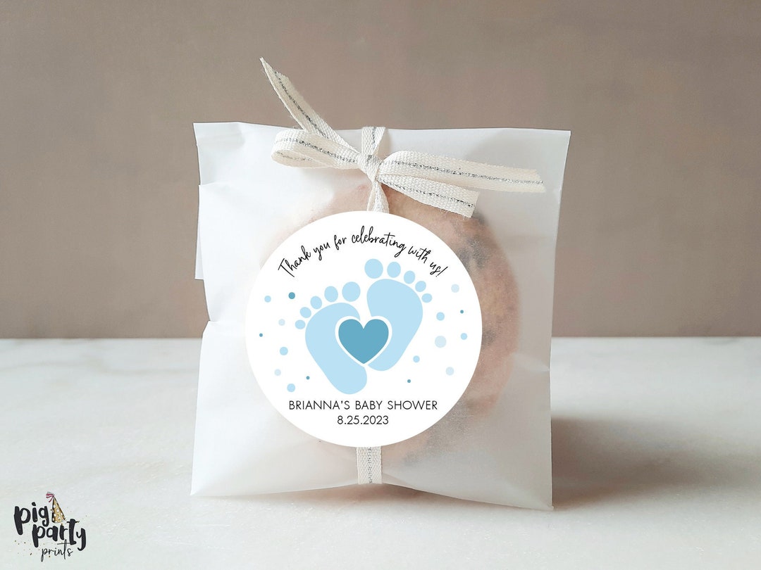 Personalized Blue Baby Feet Baby Shower Stickers, Baby Feet Baby Shower ...