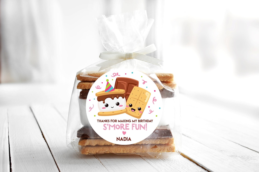 S'more Birthday Stickers, Smore Fun Birthday Party Favor Stickers ...