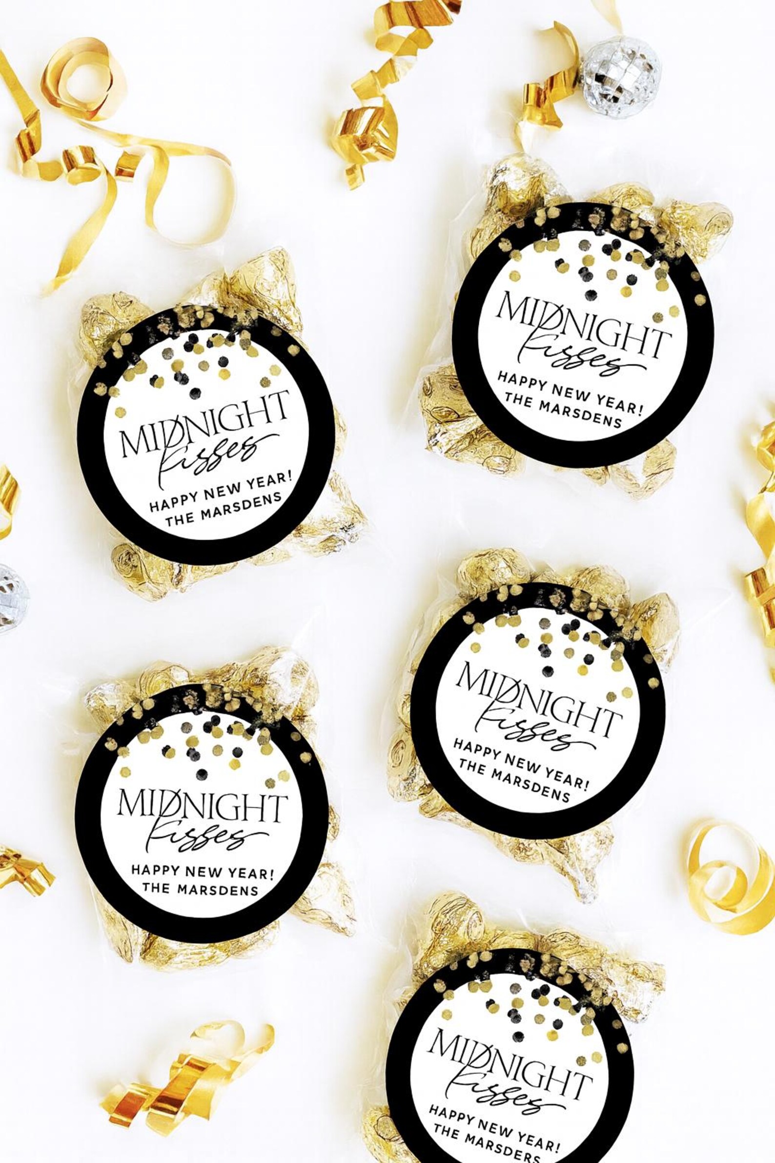 Midnight Kisses New Years Party Stickers, Personalized New Year Party ...