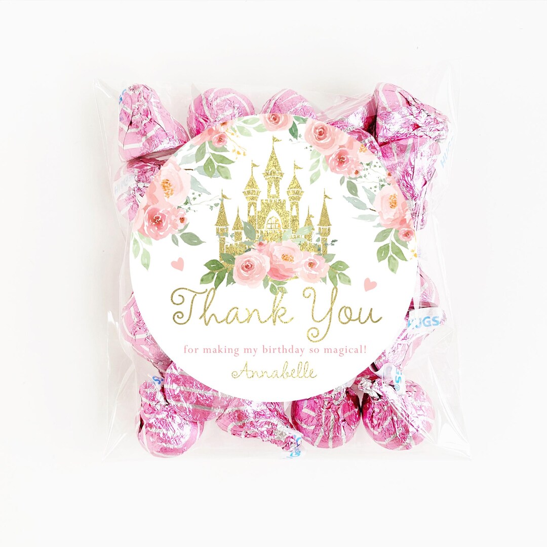 Princess Birthday Stickers, Princess Castle Birthday Party Favor ...