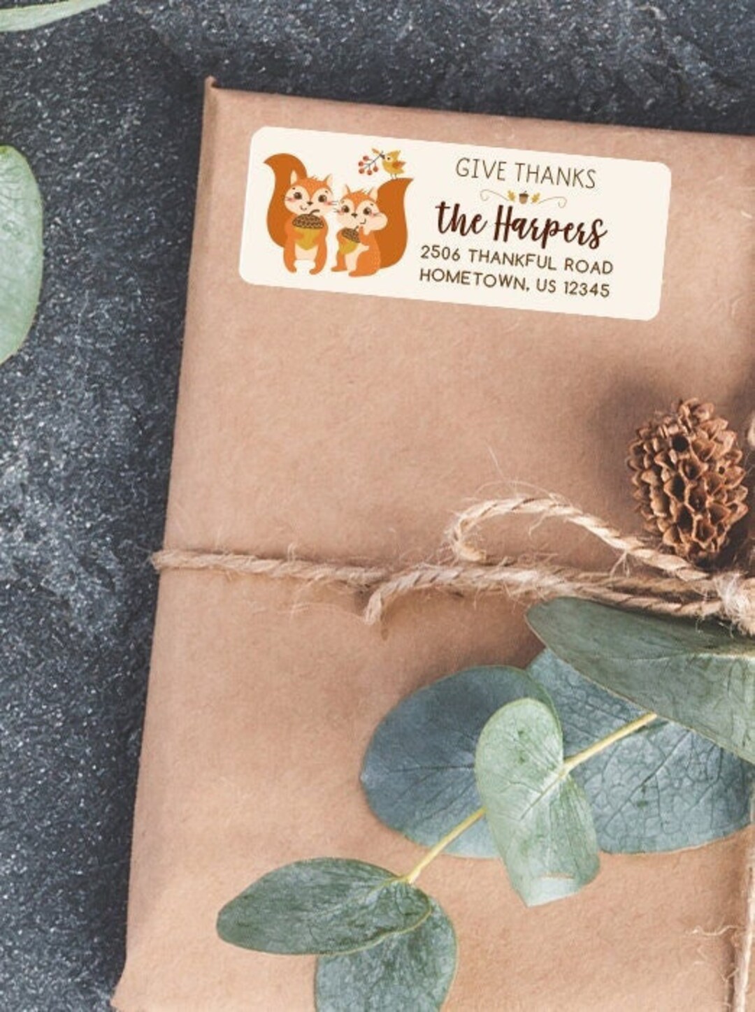 Personalized Thanksgiving Return Address Labels, Cute Squirrels Return ...