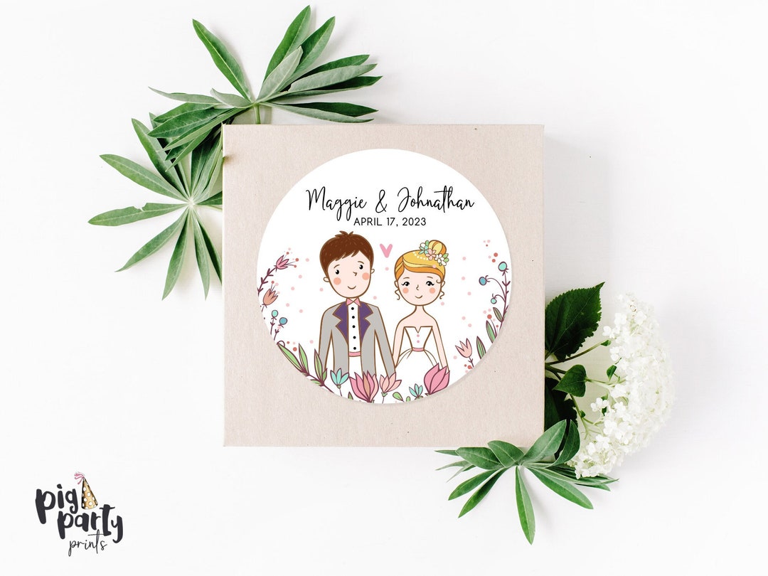 Personalized Bridal Wedding Couple Stickers, Custom Bride and Groom ...