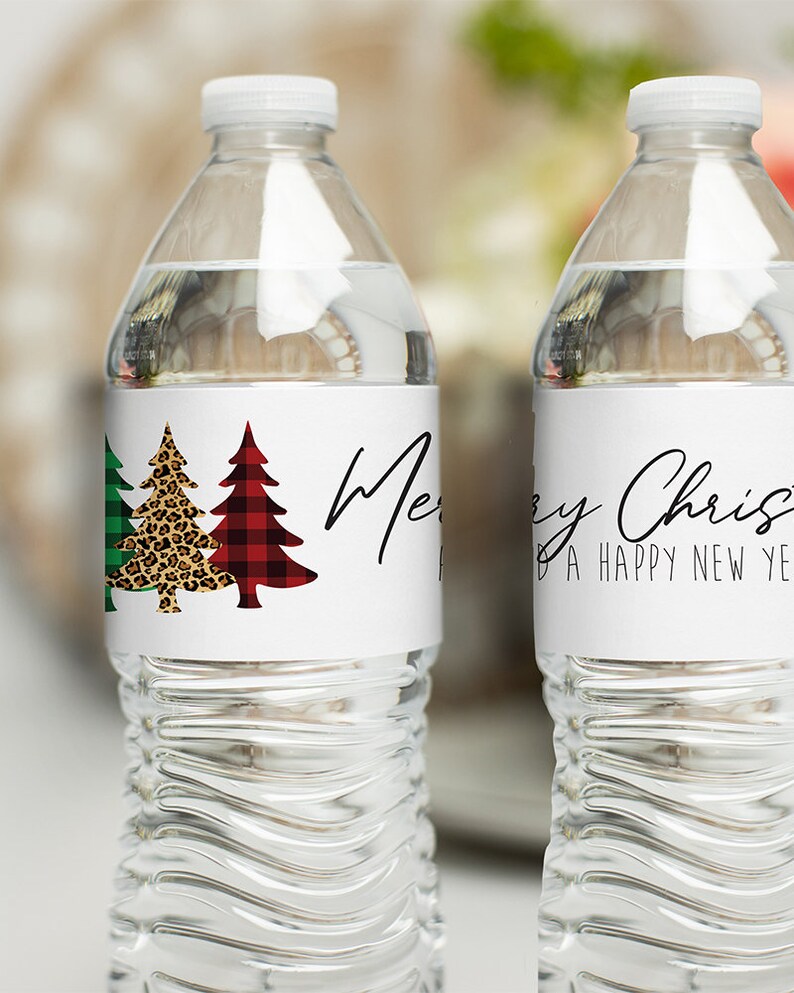 Customized Merry Christmas Water Bottle Labels, Water Bottle Christmas ...