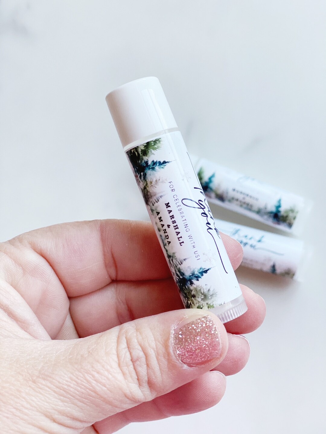 Personalized Winter Trees Wedding Lip Balm Labels, Winter Wedding Lip ...