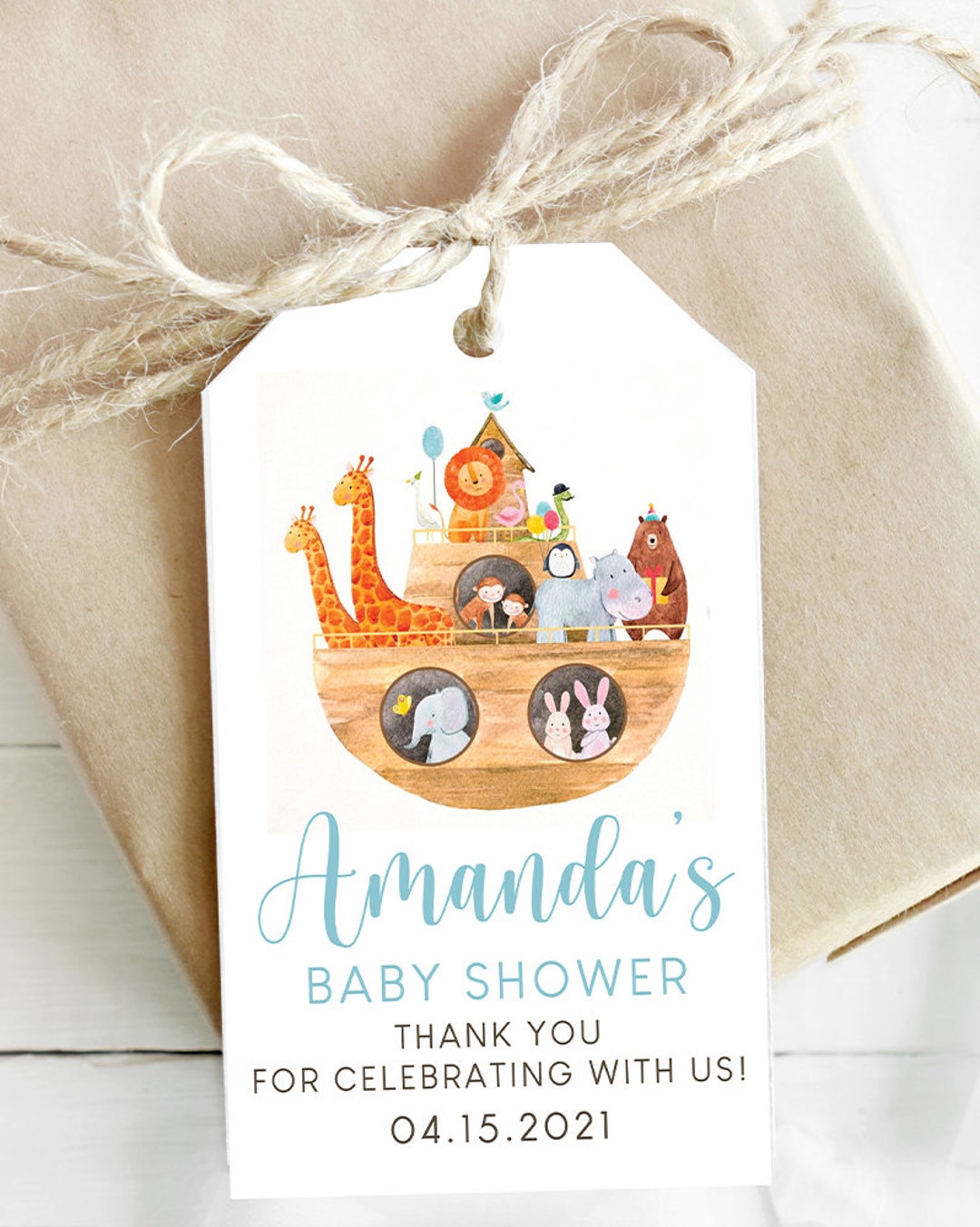 Noahs Ark Baby Shower Hang Tags, Noahs Ark Baby Shower Party Favor Tags ...