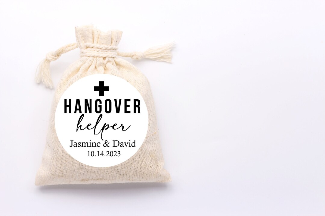 Hangover Helper Wedding Stickers, Customized Hangover Kit Wedding ...