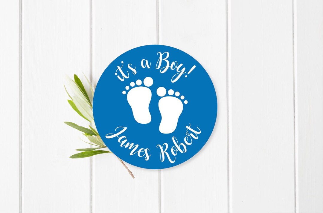 Personalized Blue Baby Feet Baby Shower Stickers, Baby Feet Baby Shower ...