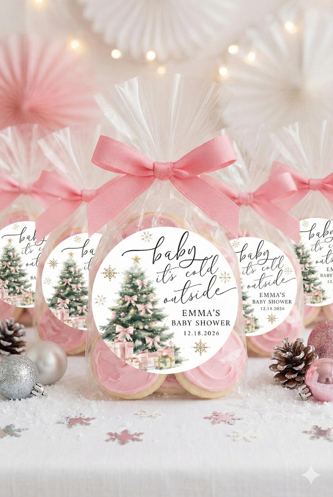 Baby It’s Cold Outside Baby Shower Stickers, Personalized Christmas ...
