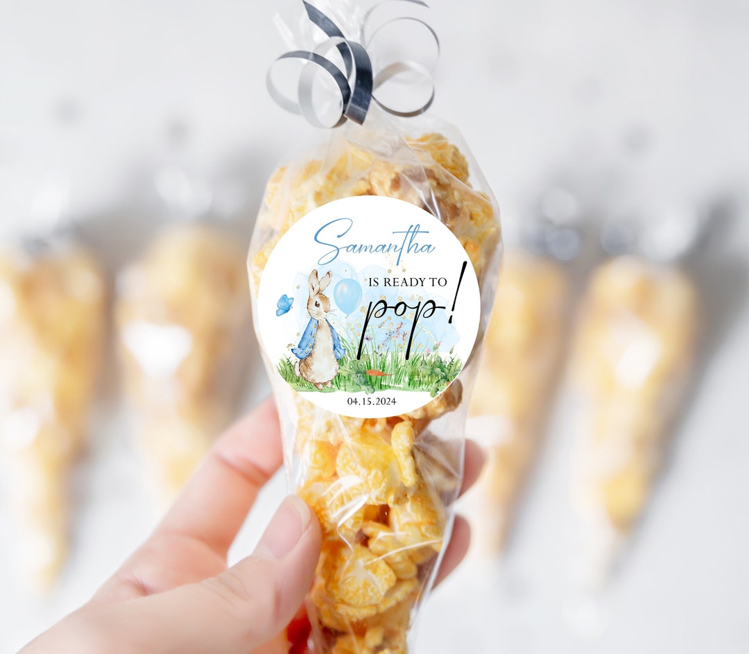Personalized Peter Rabbit Baby Shower Stickers, Ready to POP Baby ...