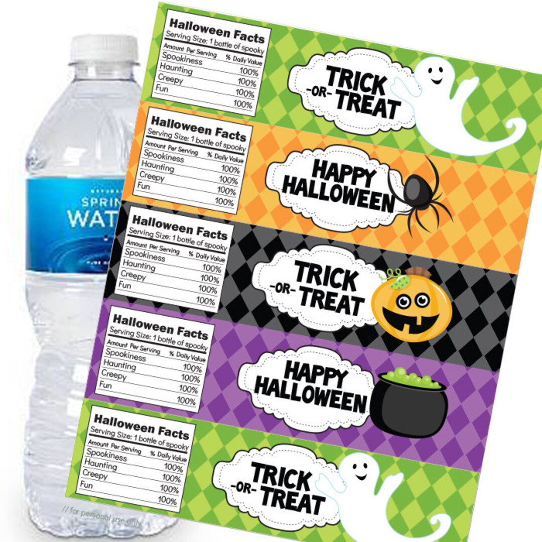 Printable Happy Halloween Water Bottle Labels, Instant Download ...