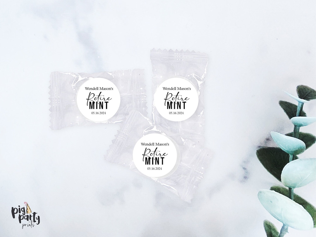 Retirement Stickers, Retirement Mint Favor Stickers, Custom Retirement ...