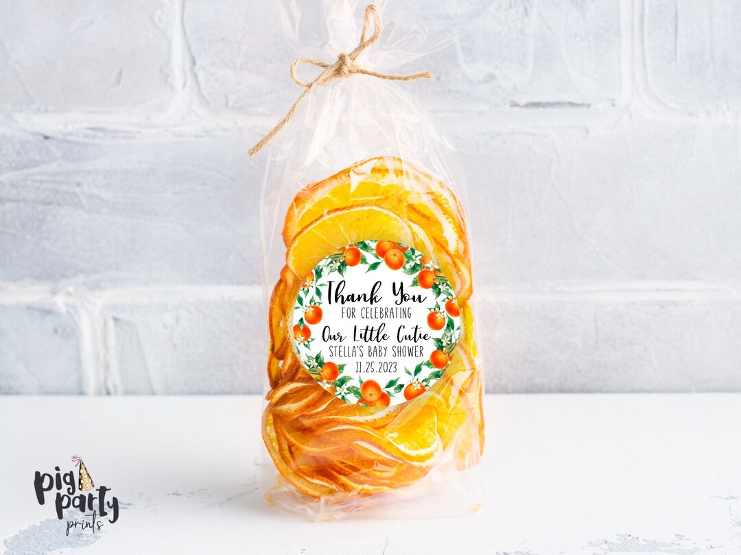 Personalized Orange Cutie Baby Shower Stickers, Orange Theme Baby ...