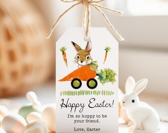 Coquette Easter Bunny Party Favor Tag Template, Printable Hoppy Easter ...