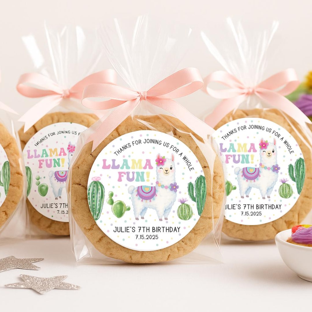 Llama Birthday Stickers, Llama Fun Birthday Party Favor Stickers, Party ...