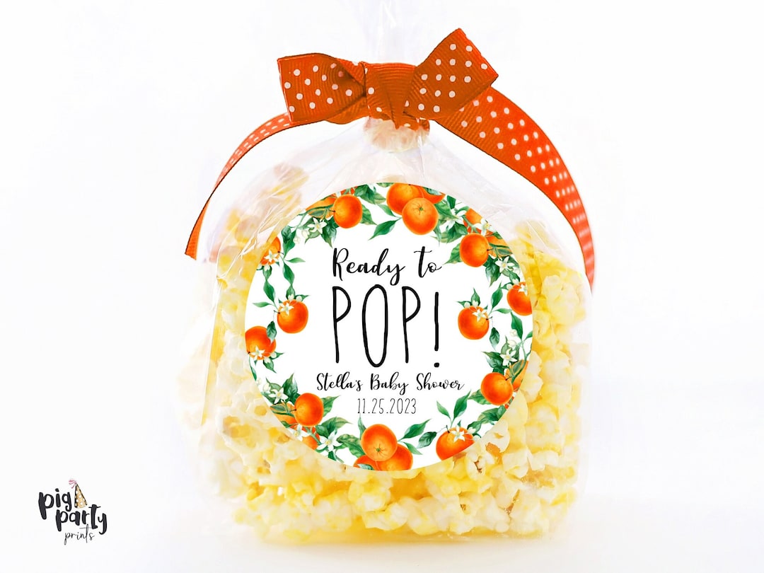 Personalized Orange Cutie Baby Shower Stickers, Ready to POP Baby ...
