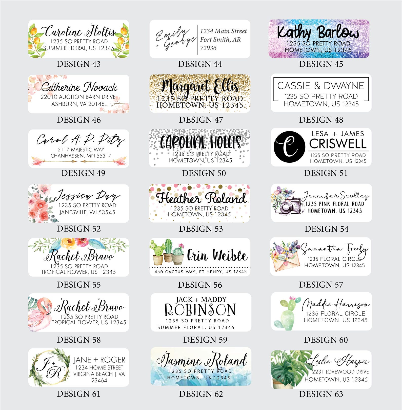 Personalized Return Address Labels, Eucalyptus Floral Return Address ...