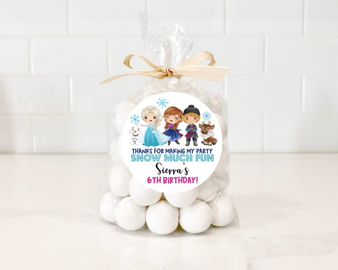 Frozen Birthday Stickers, Snow Much Fun Birthday Party Favor Stickers ...