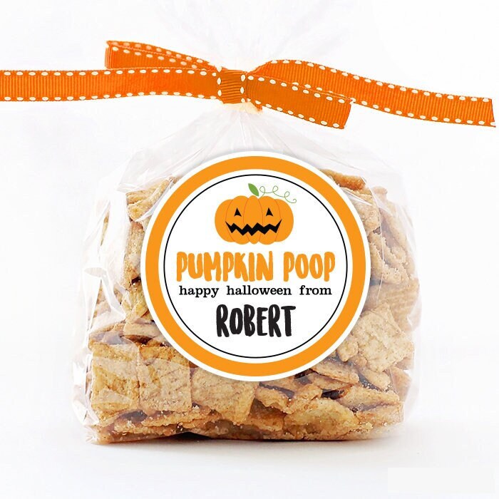 Pumpkin Poop Halloween Stickers, Personalized Halloween Party Favor ...