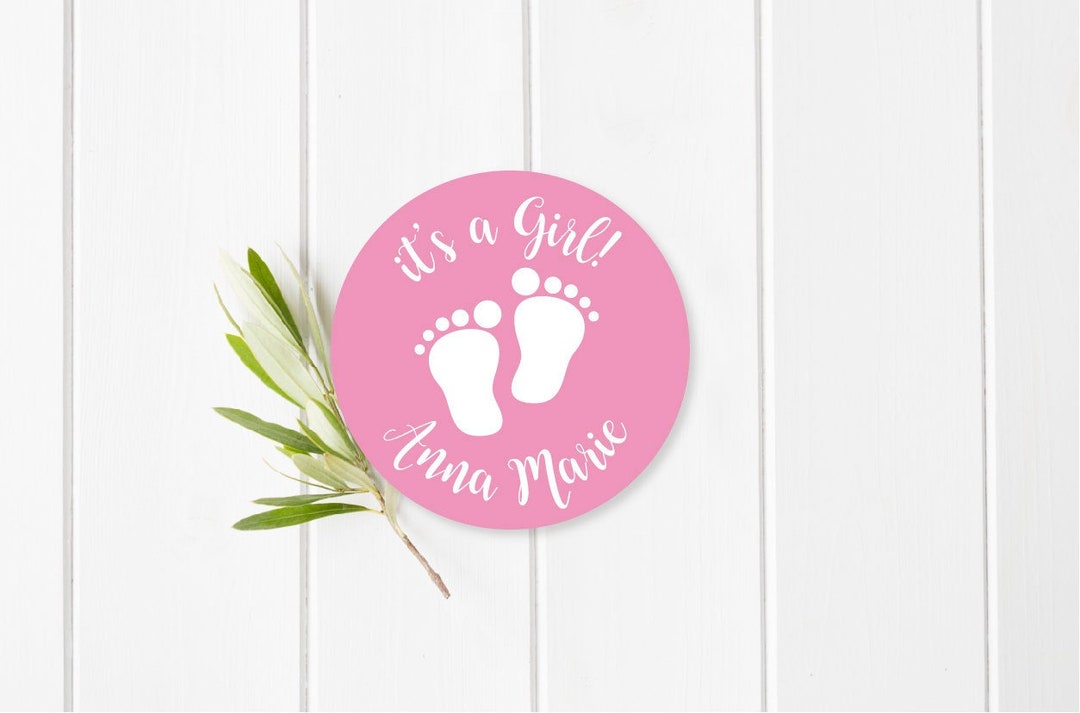 Personalized Pink Baby Feet Baby Shower Stickers, Baby Feet Baby Shower ...