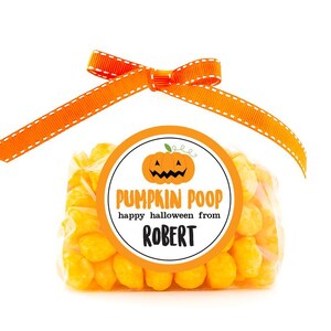 Pumpkin Poop Halloween Stickers, Personalized Halloween Party Favor ...