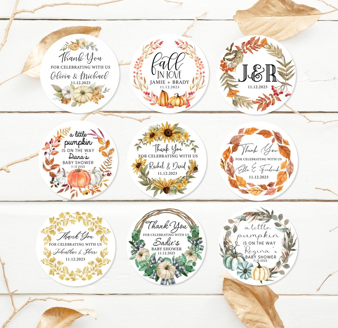 Custom Fall Wreath Stickers, Customized Fall Wedding Stickers ...