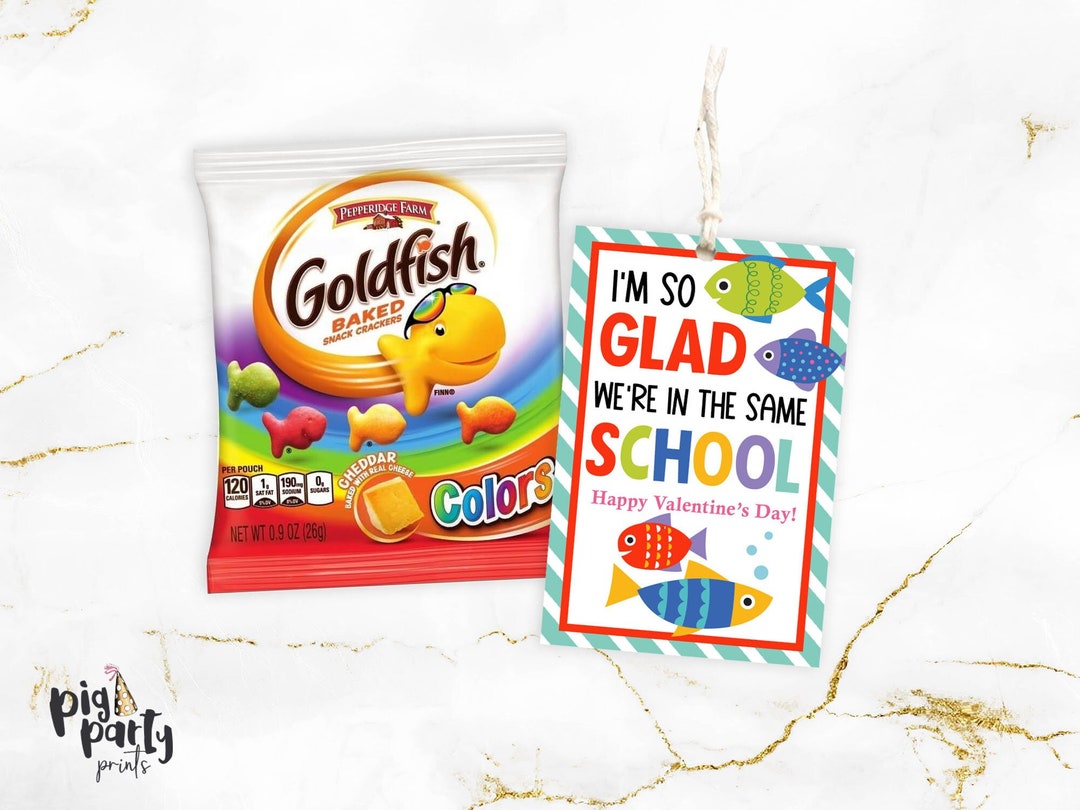 Fish Valentine Party Favor Tag, Instant Download, Printable, Gold Fish ...