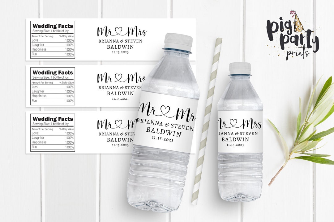 Mr Mrs Wedding Water Bottle Labels,personalized Wedding Favor Labels ...