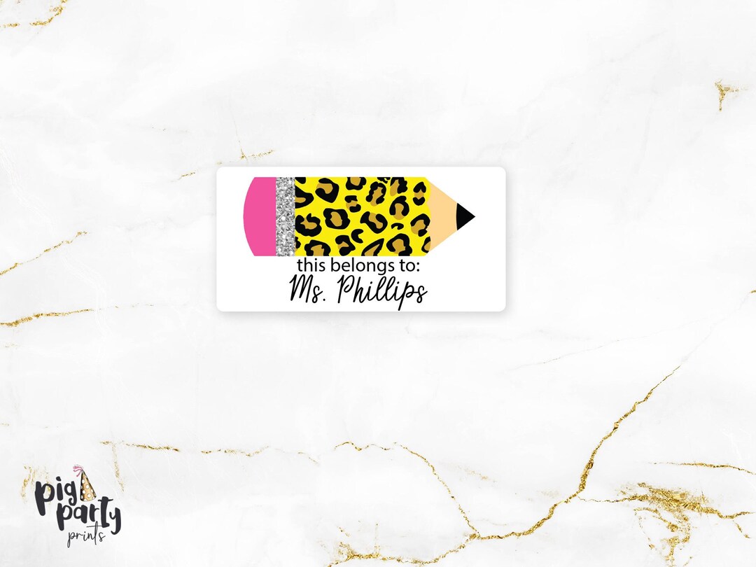 Leopard Print Pencil Teacher Name Labels, Labels for Teachers, Teacher ...