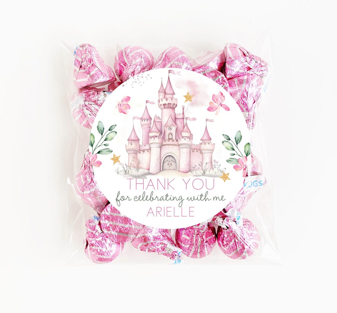 Princess Birthday Stickers, Princess Castle Birthday Party Favor ...