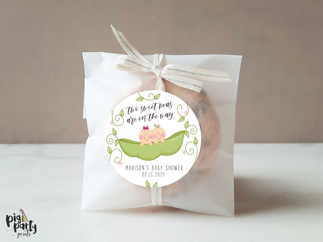 Personalized Sweet Pea Baby Shower Stickers, Pea Theme Baby Shower ...