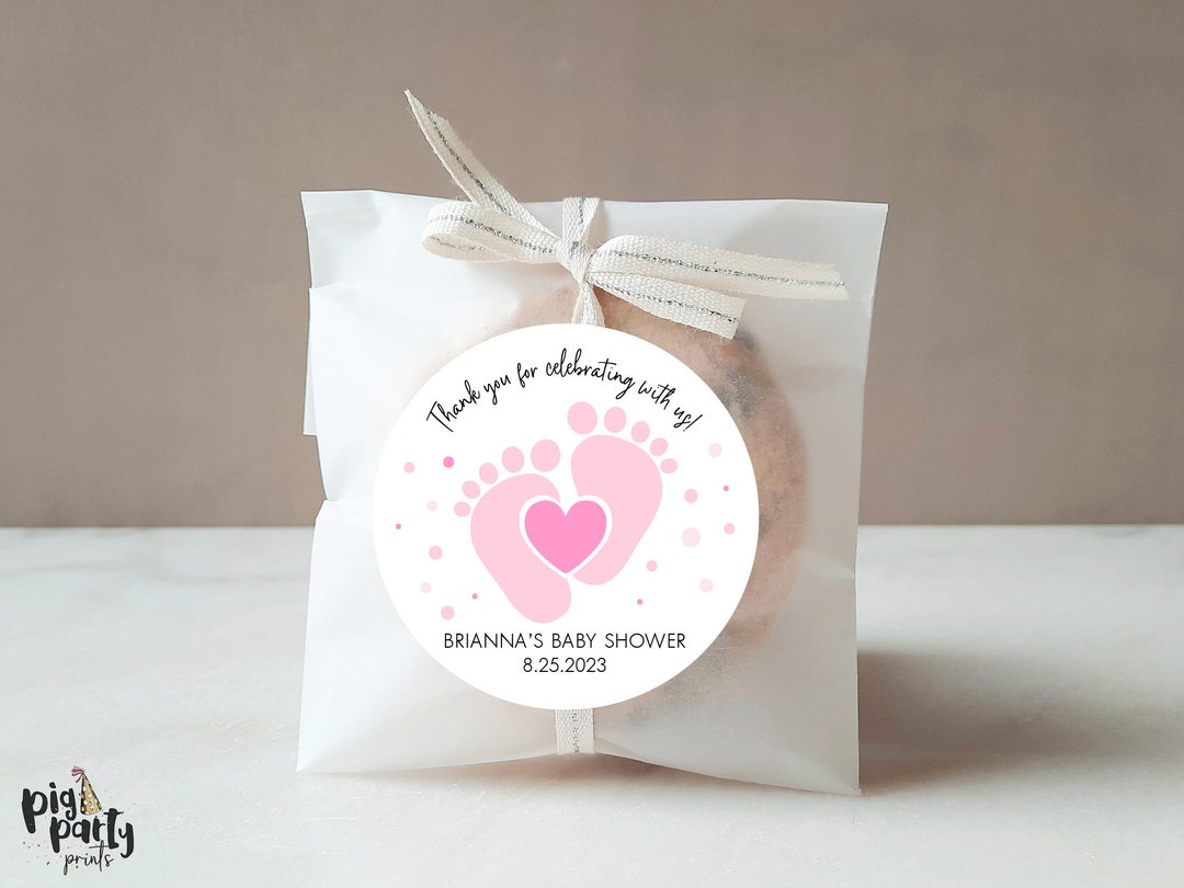 Personalized Pink Baby Feet Baby Shower Stickers, Baby Feet Baby Shower ...