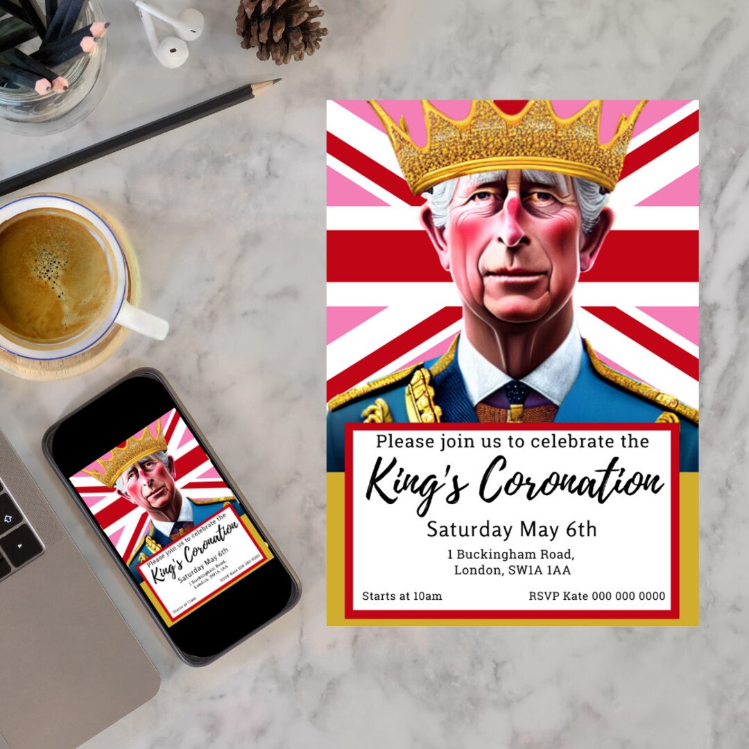 Editable Coronation Party Invitation Invite for King Charles III ...