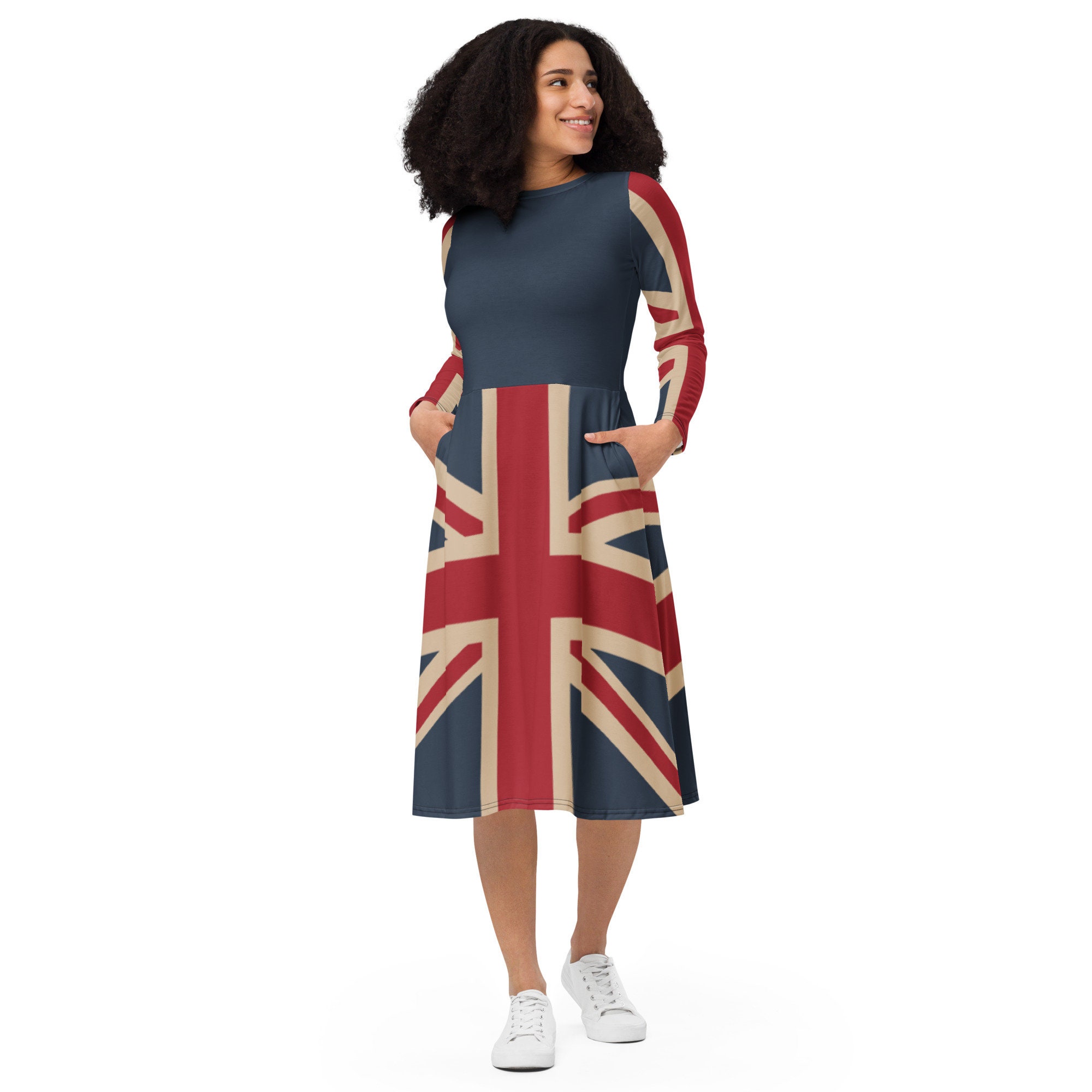 Union Jack Dress Classy Union Jack Dress Coronation Dress Long Sleeve ...