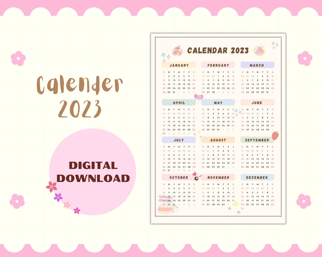 Cute Printable 2023 Calender Printable and Digital Version Lettersize ...