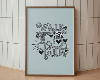 Retro Christian Wall Print Faith Print Christian Poster Bible Verse ...