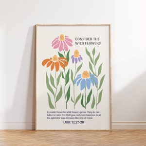 Christian Wall Print, Wildflower Bible Verse, Luke Print, Scripture Art ...