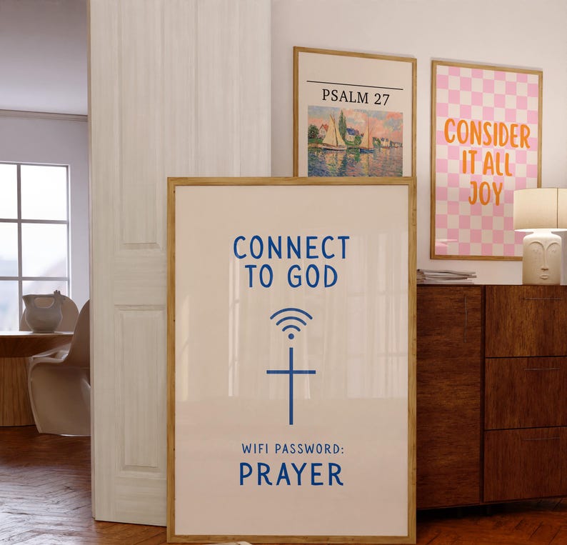 Connect to God Print, Christian Wall Art, Trendy Christian Poster for ...