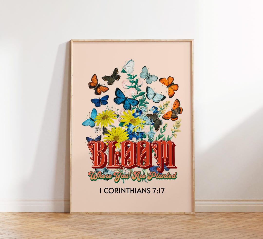 Retro Christian Wall Art, Corinthians Scripture, Christian Poster ...