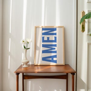 Amen Print, Jesus Typography Poster, Trendy Christian Wall Art, Retro ...