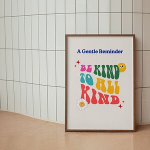 Retro Groovy Wall Art, Kindness Print, Inspirational Print, Digital ...