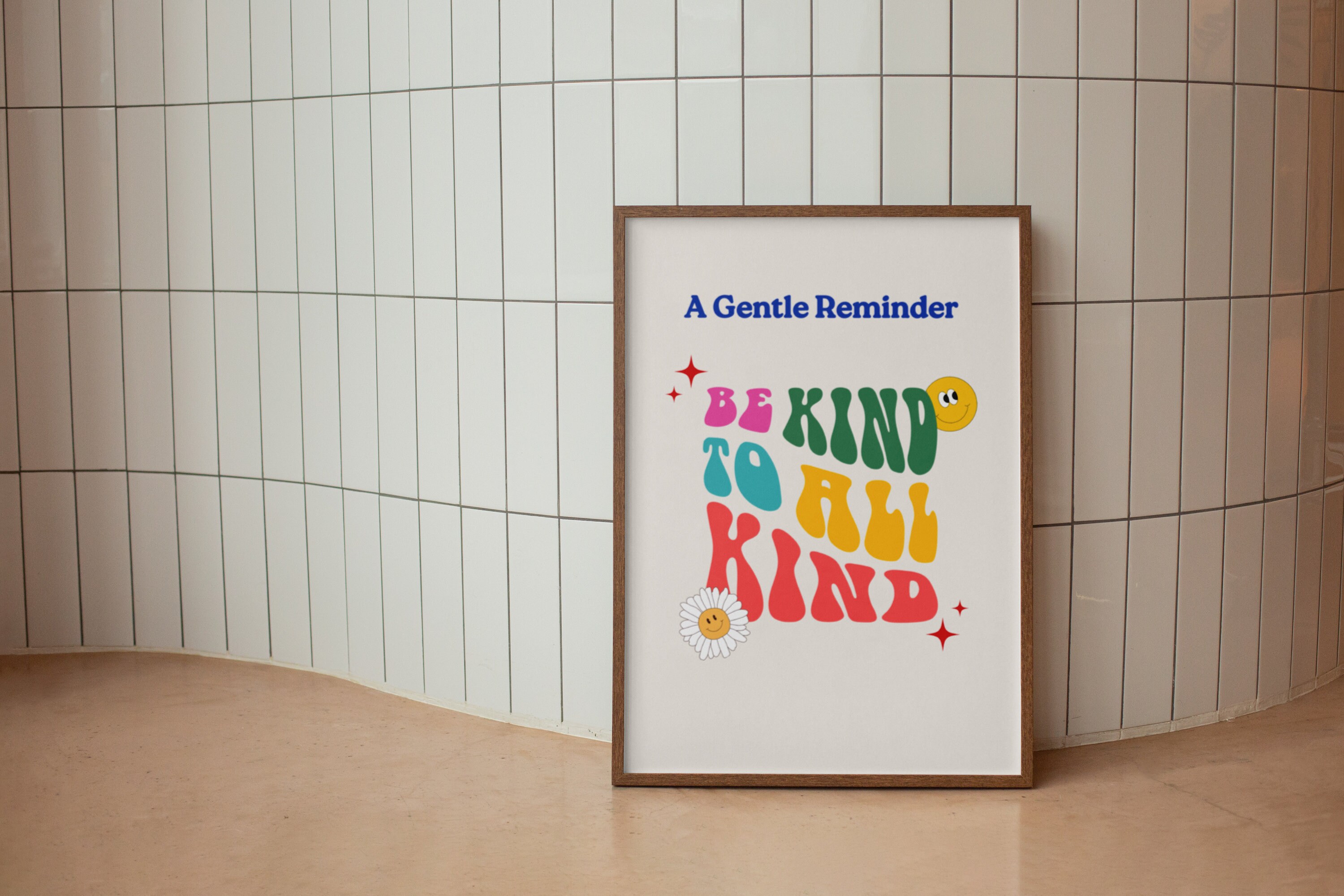 Retro Groovy Wall Art, Kindness Print, Inspirational Print, Digital ...