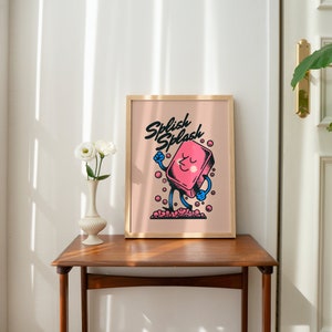 Retro Bathroom Wall Print, Cute Wall Print, Groovy Wall Art, Digital ...