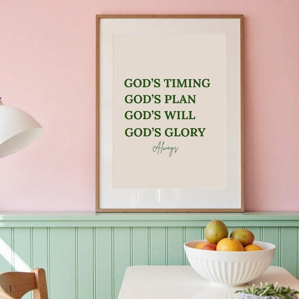 Modern Christian Wall Decor, Faith Wall Art, Bible Verse Print, Green ...
