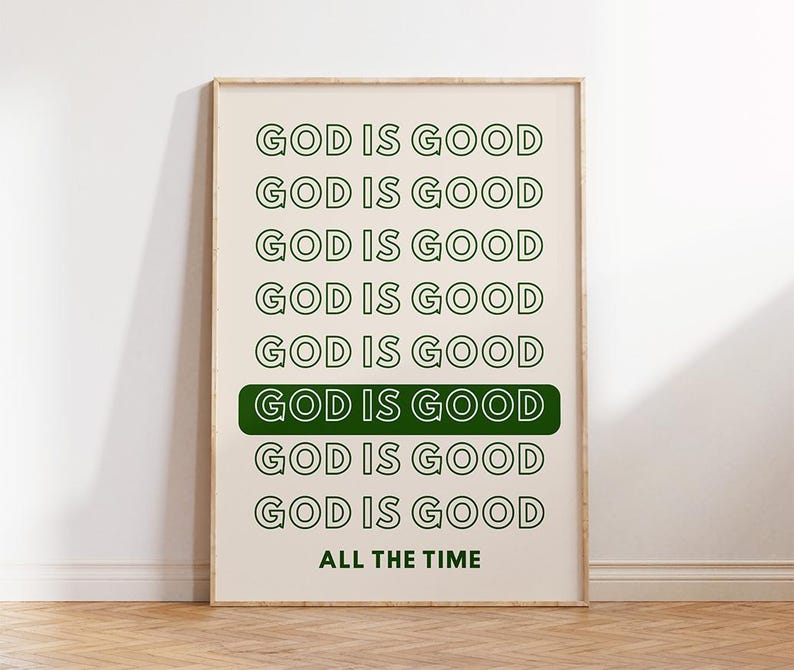 God is Good Print | Retro Christian Green Wall Art (digital Download ...
